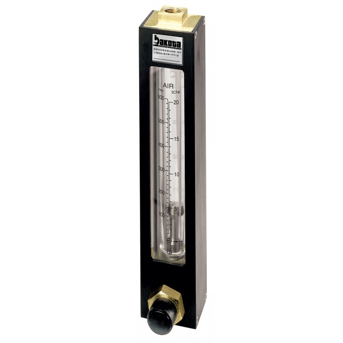 Encased Glass Tube Panel Mount Flow Meter with Valve, Brass 3/8" FNPT ...