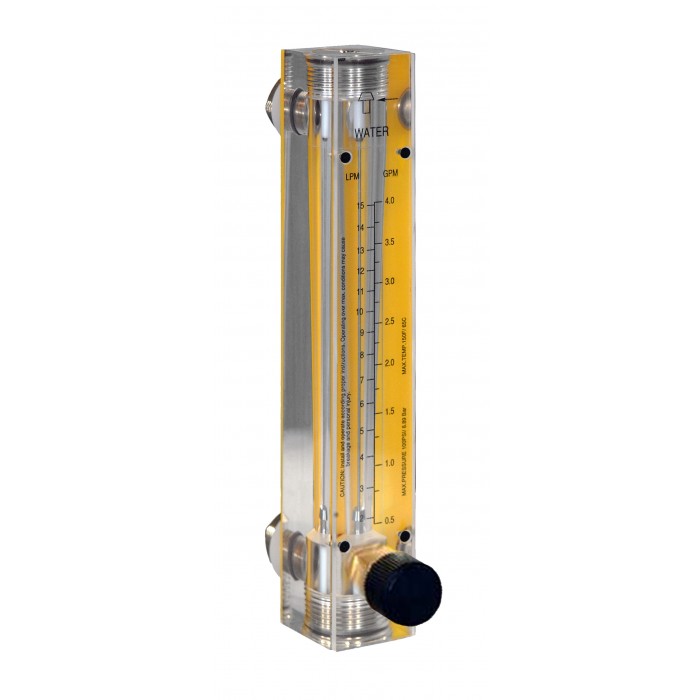 Helium Flow Meters - Acrylic, Brass Fittings, Valve Included