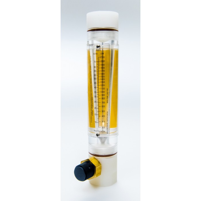 Argon (Ar) Flow Meter - Acrylic, Polypropylene Fittings, Valve Included
