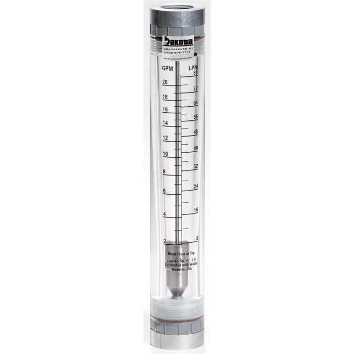 Acrylic In-Line Flow Meter with 316 Stainless Steel Guide Rods ...