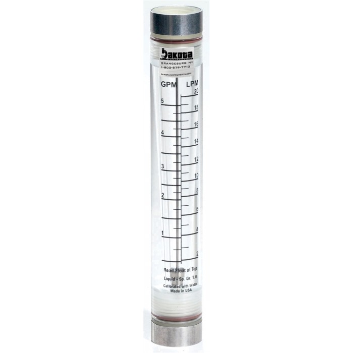 Acrylic In-Line Flow Meter, Polypropylene Connector, No Valve - Water
