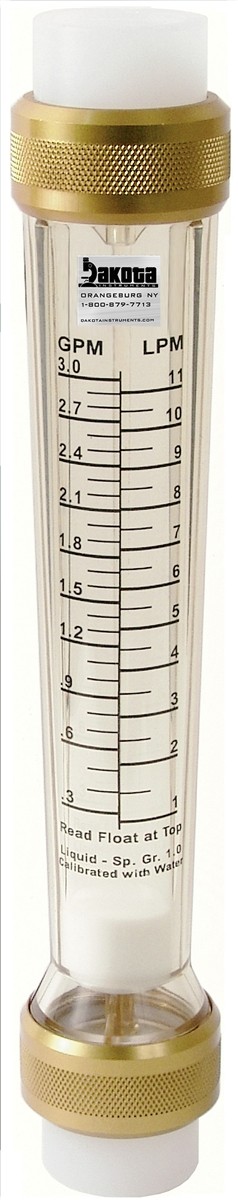 Polysulfone In-Line Flow Meter with FNPT PVDF Connections - Water (GPM/LPM)